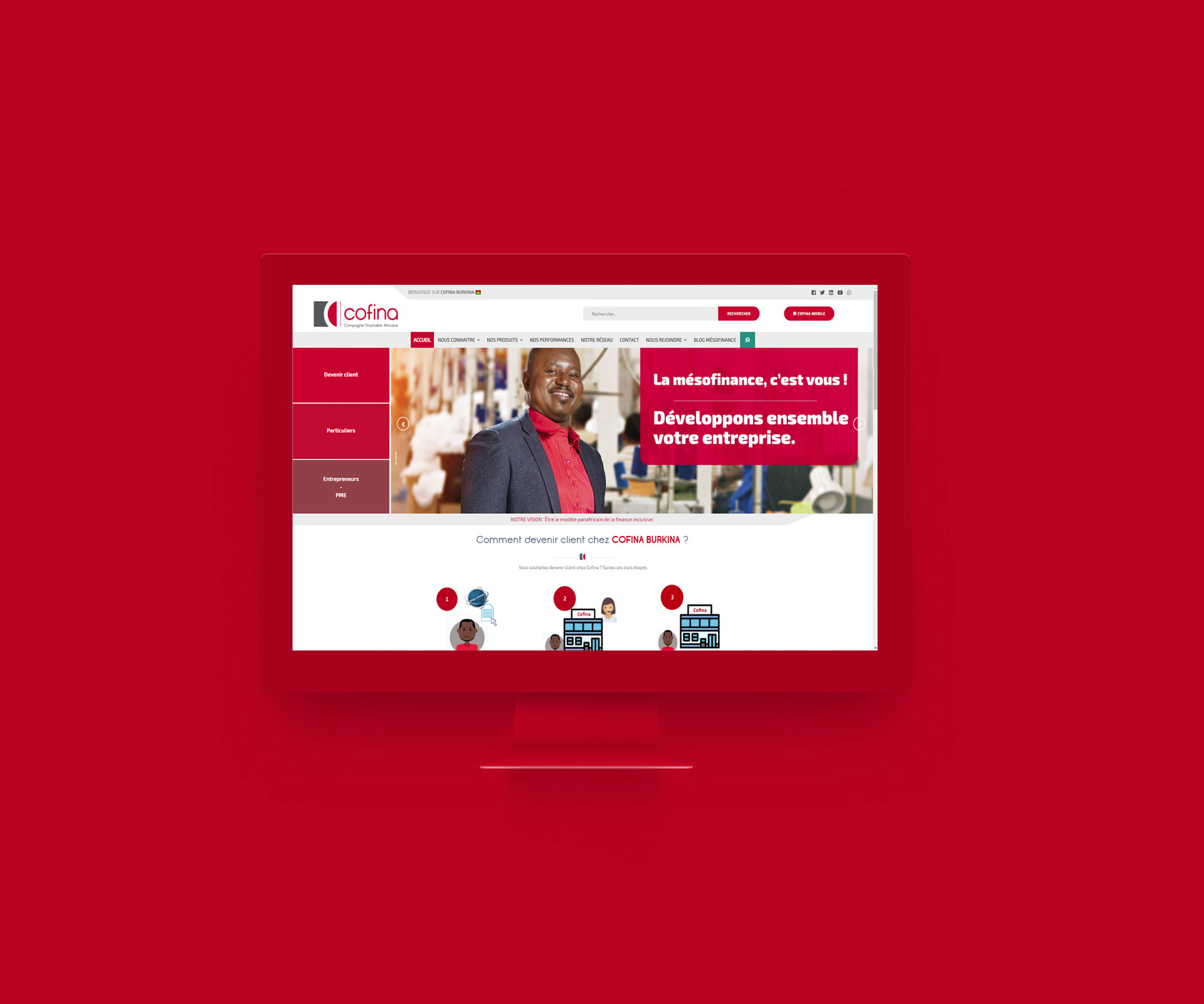 Comfordev | Site vitrine pour la banque Cofina Burkina - Burkina Faso